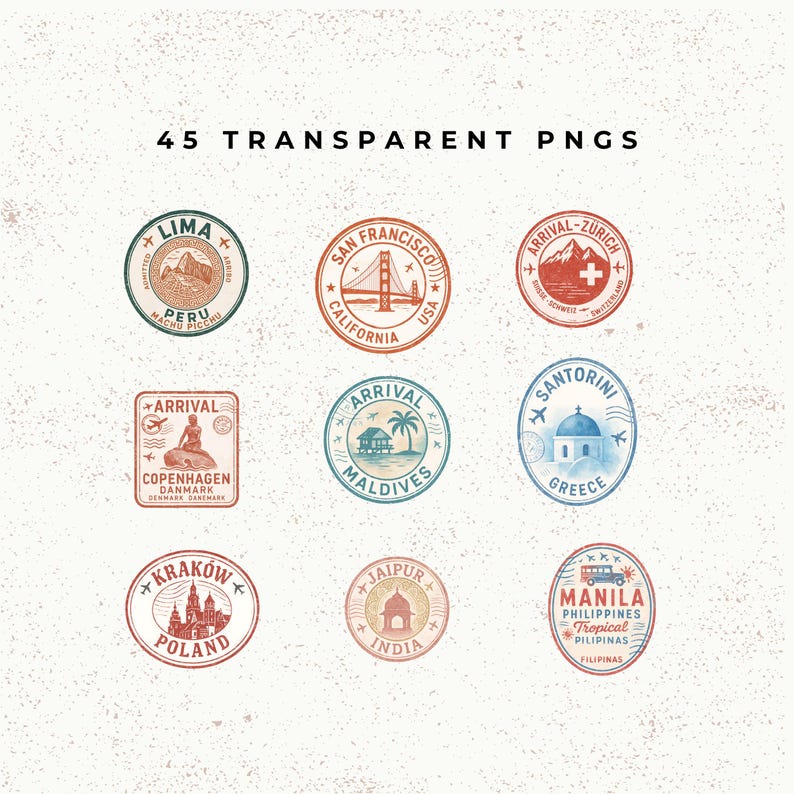 Passport Stamps Png Clipart, Around the World Travel Clipart, Europe ...