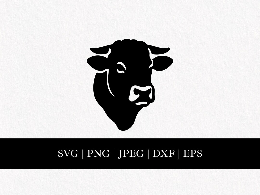 Hereford Bull Head Silhouette, Farmhouse Cow Cut File (svg, Png, Dxf ...