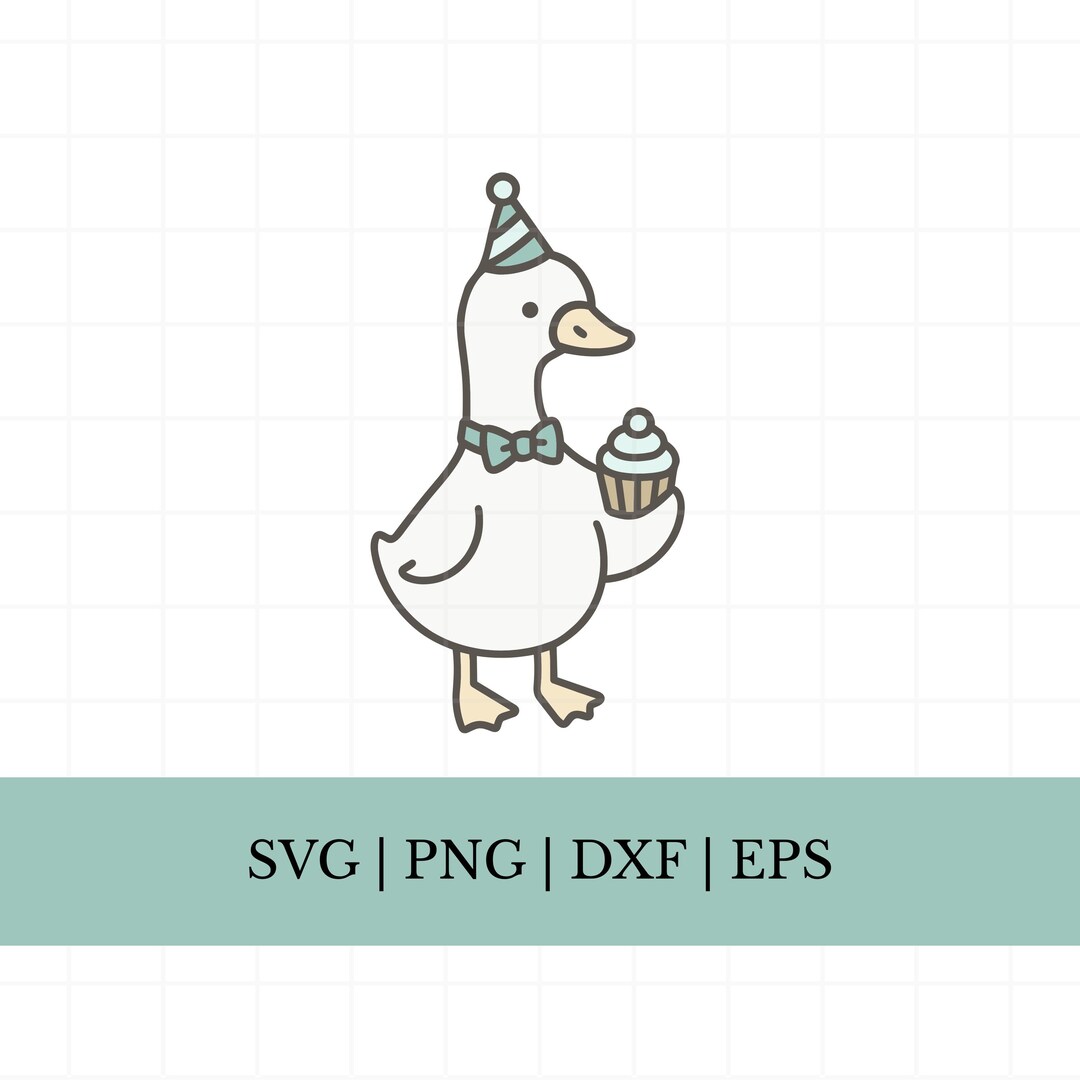 Birthday Goose SVG PNG, Goose With Cupcake and Party Hat, Cricut ...