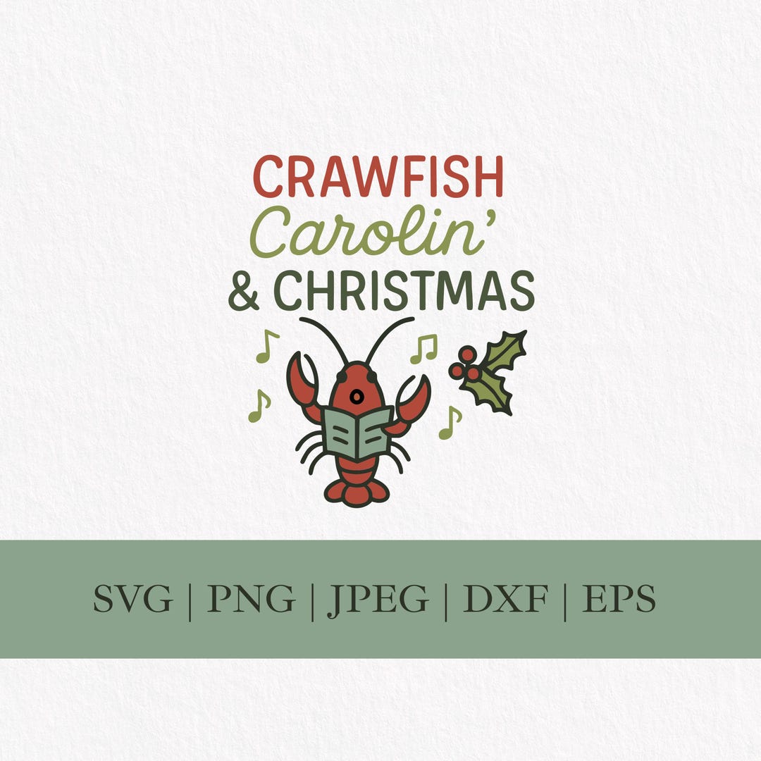 Cajun Christmas SVG, Louisiana Crawfish PNG Clipart, Cricut Silhouette ...