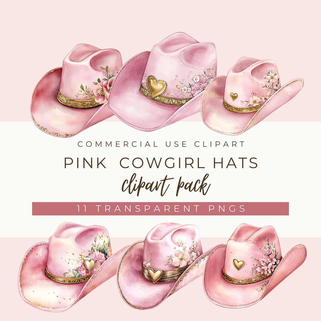 Pink Cowboy Hat Png Clipart, Watercolor Pink Western Hat Clipart, Pink ...