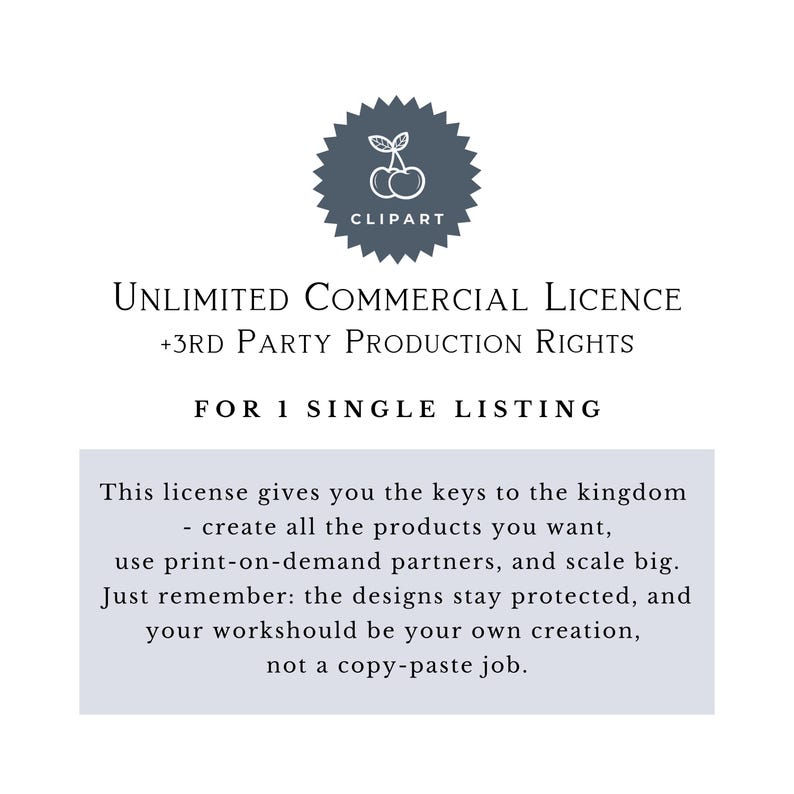 Unlimited Commercial License: Clipart, POD and 3rd Party Use for One ...