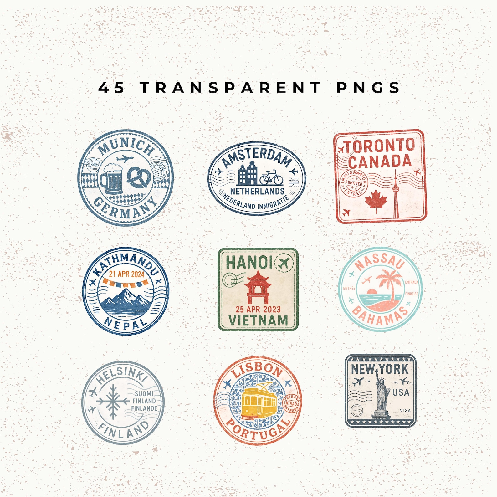 Passport Stamps Png Clipart, World Travel Clipart, Around the World ...