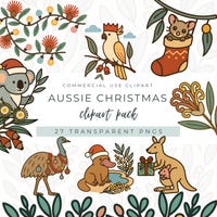 Australian Christmas Clipart, Commercial Use, Watercolor Clipart ...