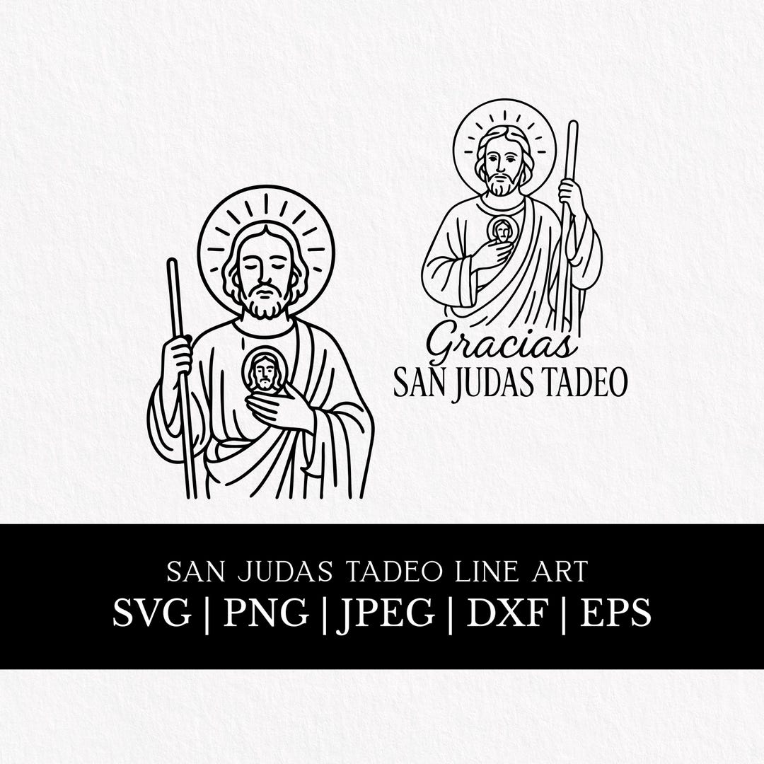 San Judas Tadeo SVG, Minimalist Saint Jude PNG Line Art, Cricut Cut ...