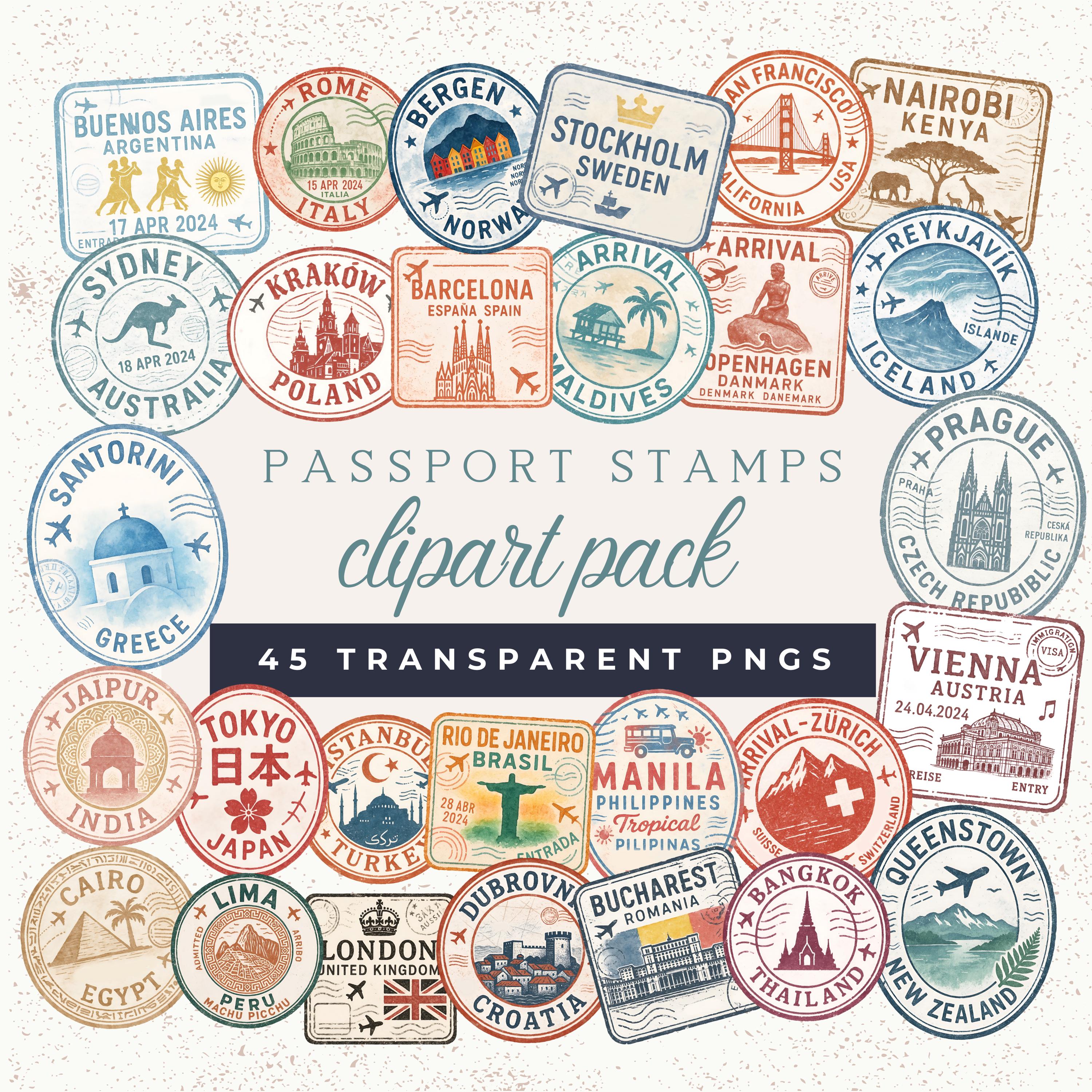 Passport Stamps Png Clipart, World Travel Clipart, Around the World ...