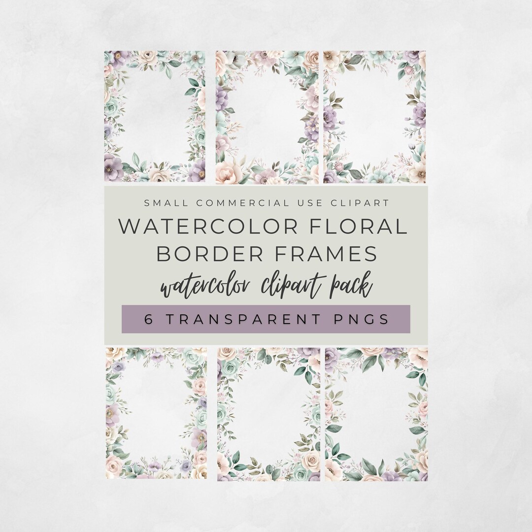 Watercolor Floral Page Border Frame Clipart, Wedding Floral Frame Png ...