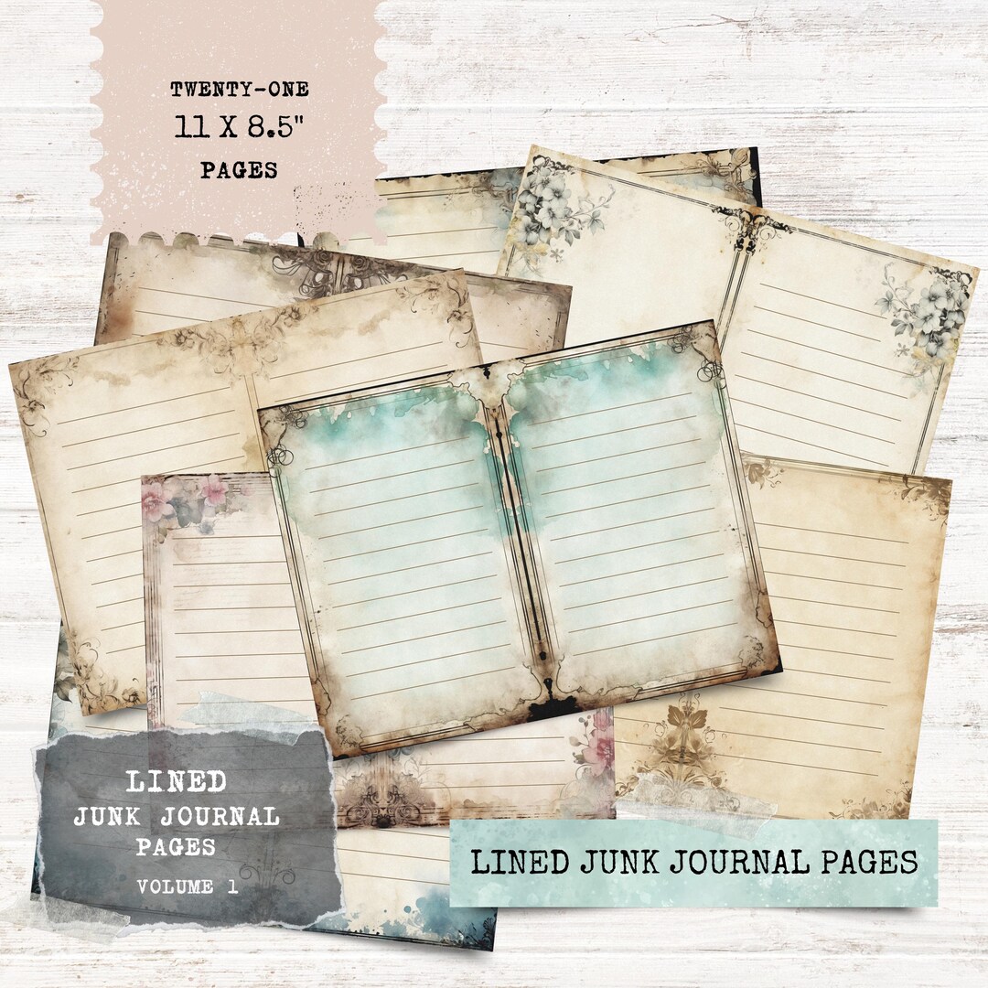 Printable Junk Journal Base Pages, Lined Junk Journal Digital Papers ...