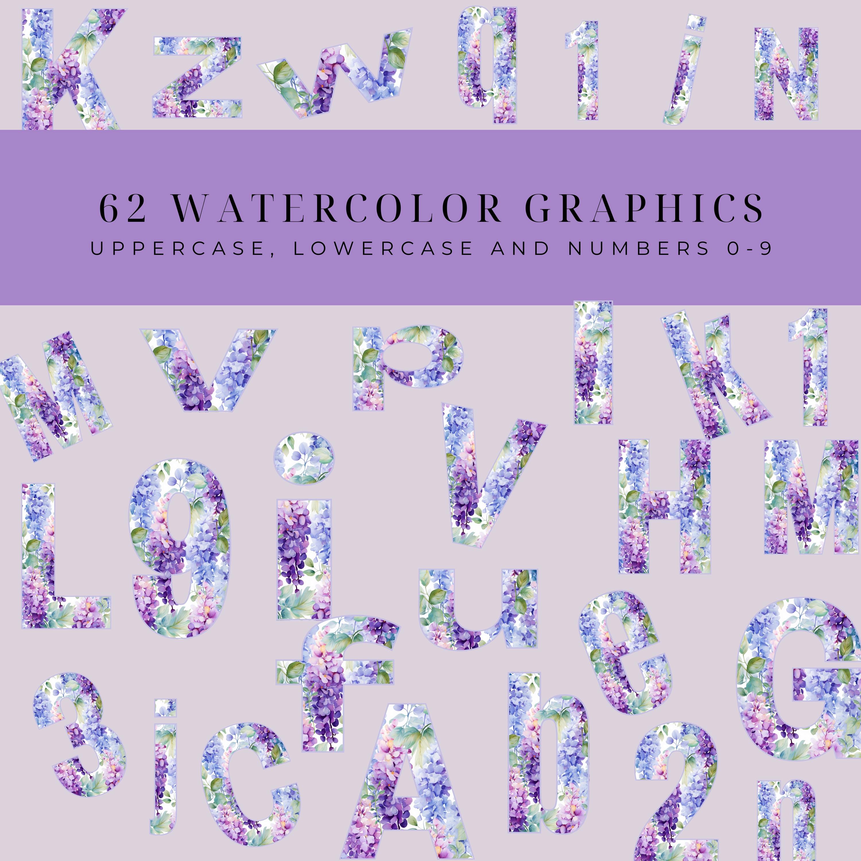 Hydrangea Alphabet Clipart Set, Floral Alphabet and Number Clipart Pack ...