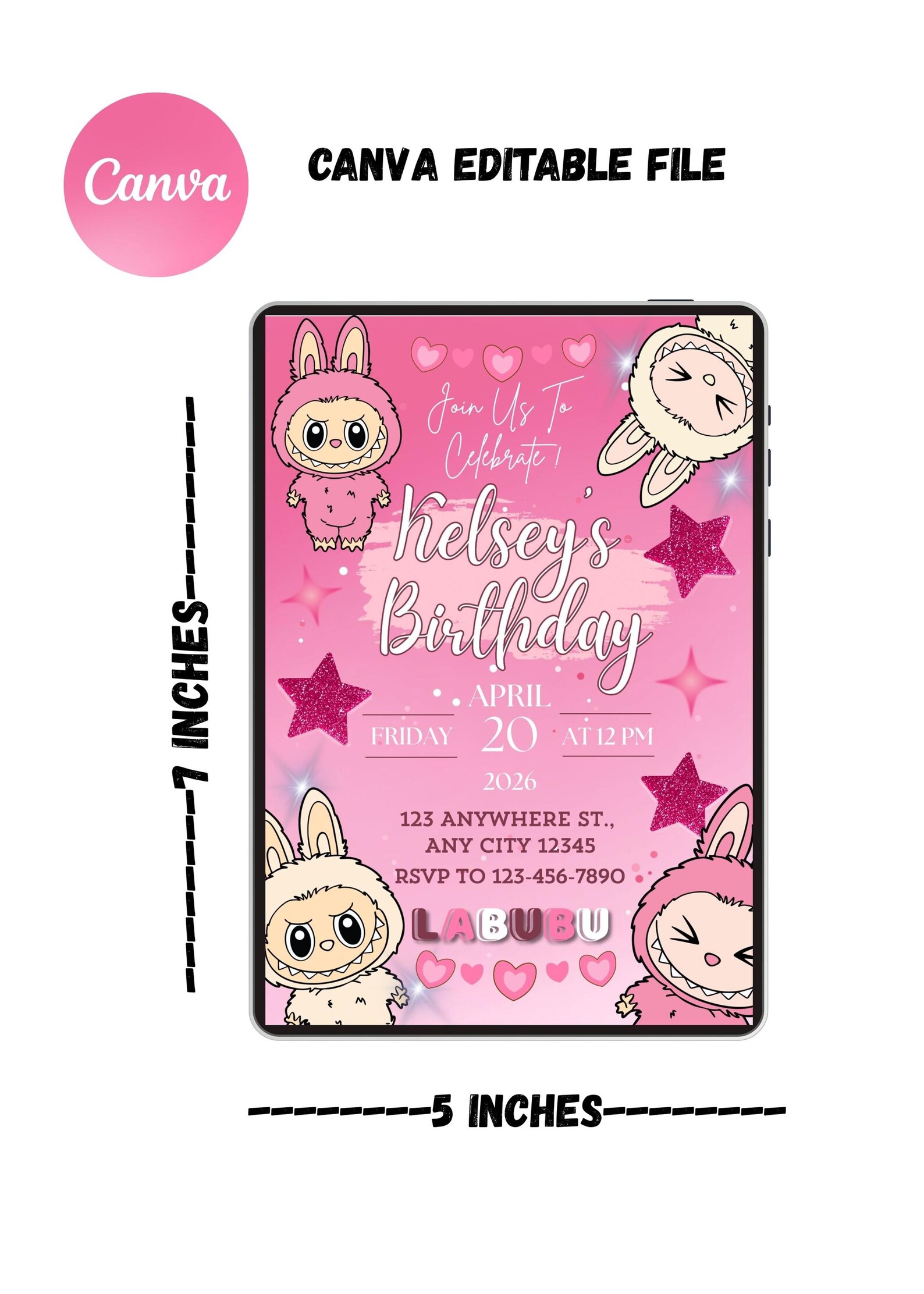 Labubu Birthday Invitation Template - Etsy