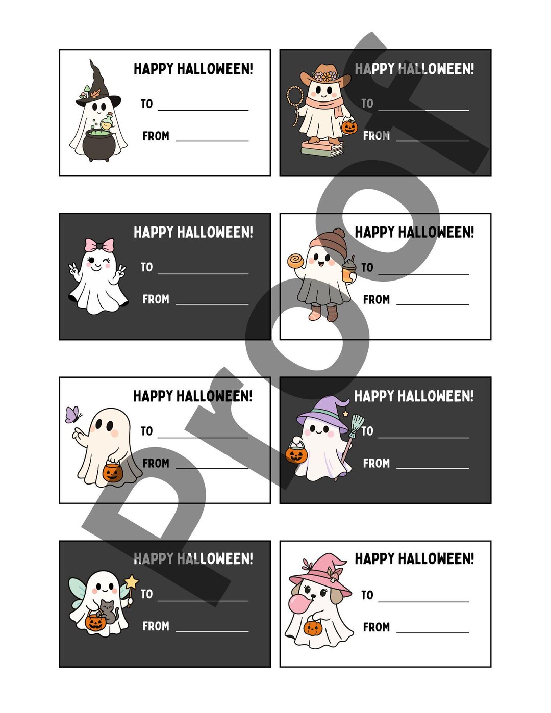 Cute Ghost Halloween Gift Tags | Printable, Editable Template (digital ...