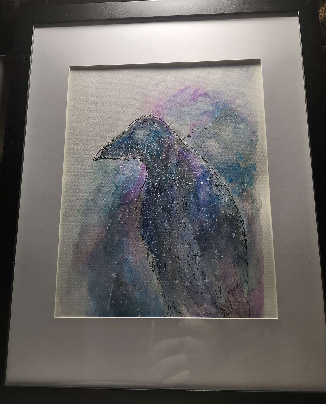 Space Raven Watercolor Painting - Etsy