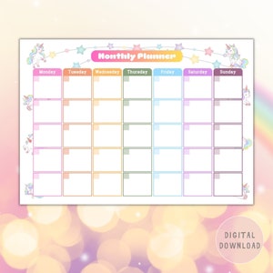 Unicorn Planner Set, Kids Planner Bundle, Weekly Planner, Monthly ...