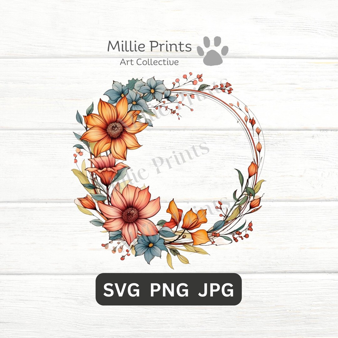 Floral SVG PNG Clipart Floral Border Wreath Circle Wedding Flower Craft ...