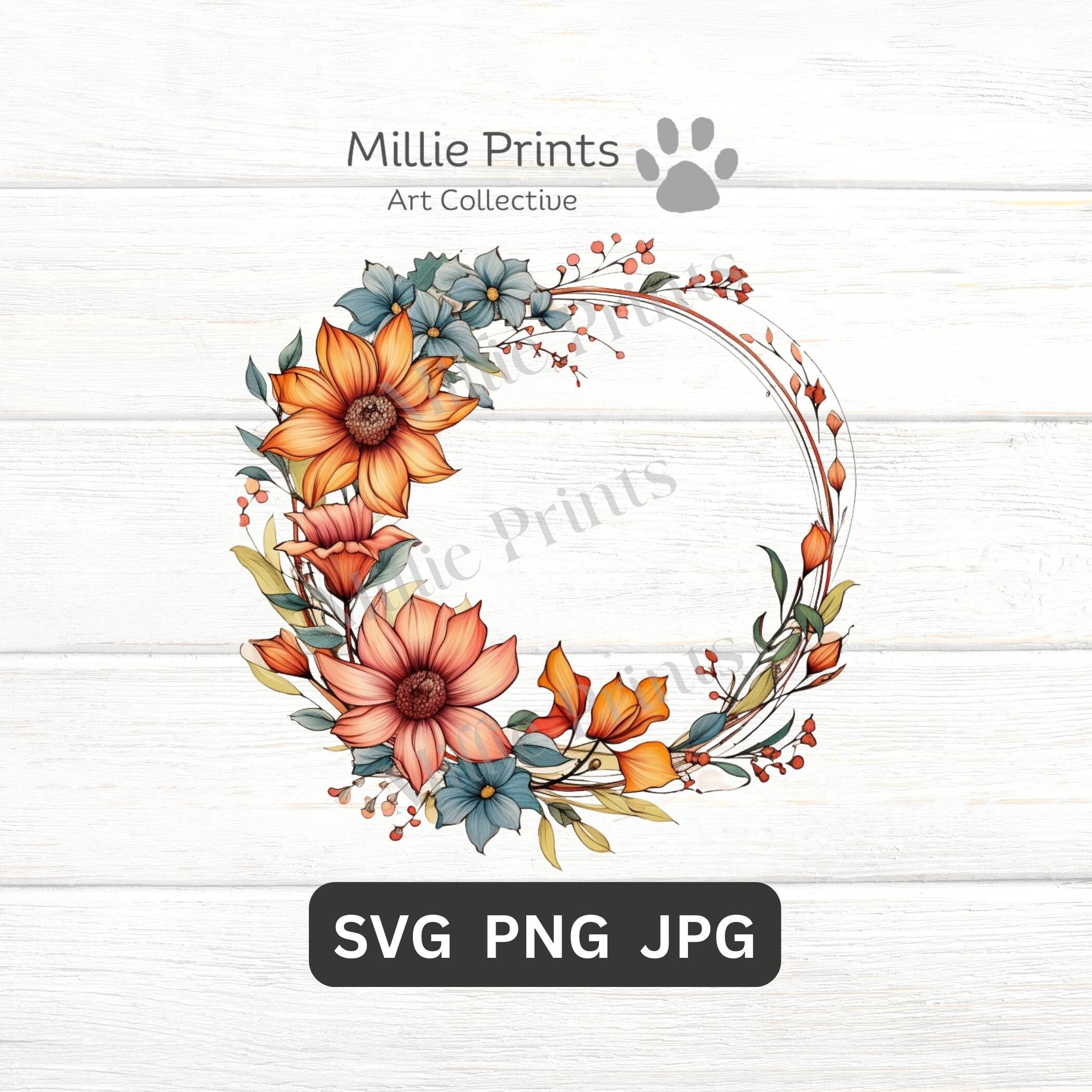 Floral SVG PNG Clipart Floral Border Wreath Circle Wedding - Etsy