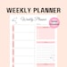 Weekly Planner Minimalist PDF Organiser A4 Printable Instant Download ...