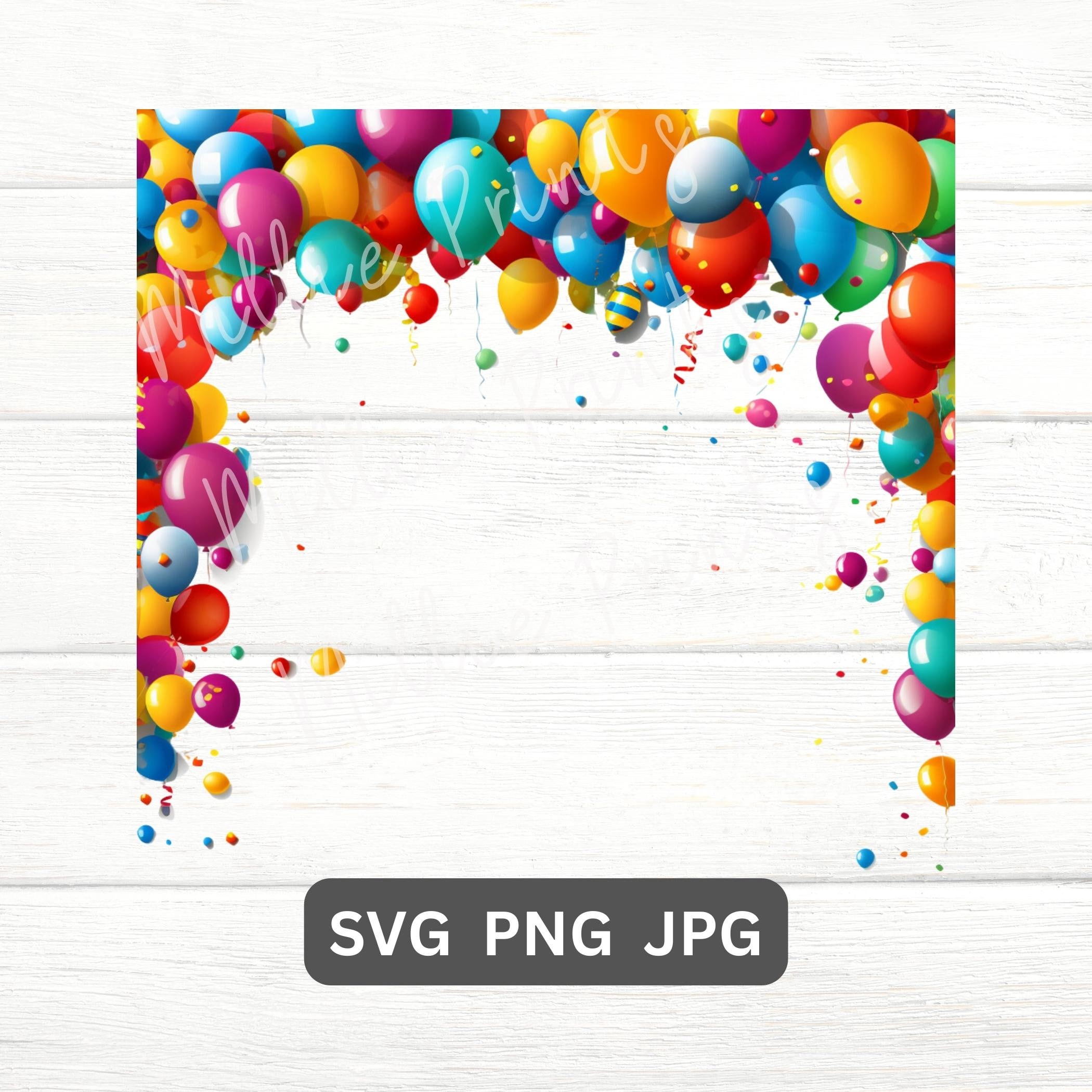 Birthday Clipart SVG PNG Birthday Balloons Svg Cut File Birthday Image ...