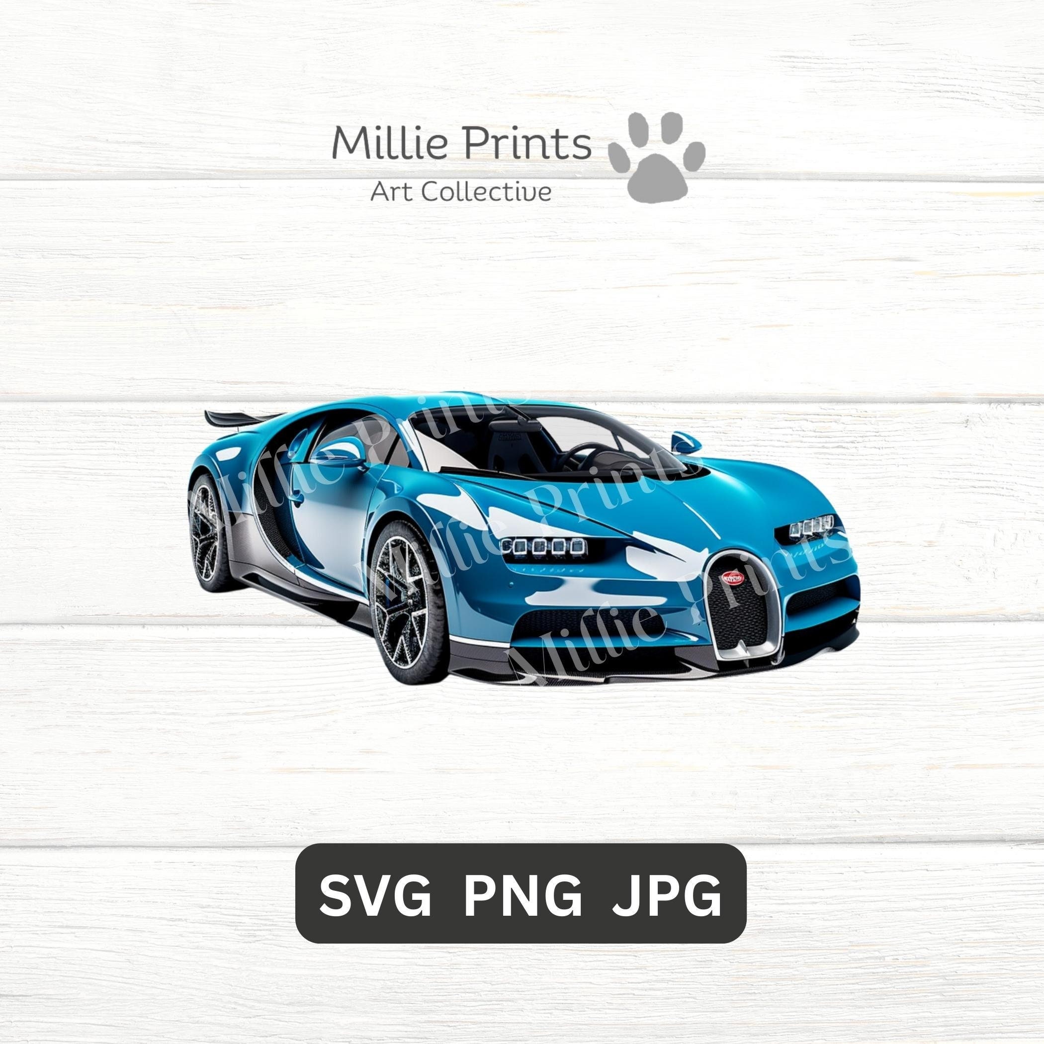 Bugatti Clipart SVG PNG Blue Car Wall Art Sports Car Clip Art Instant ...