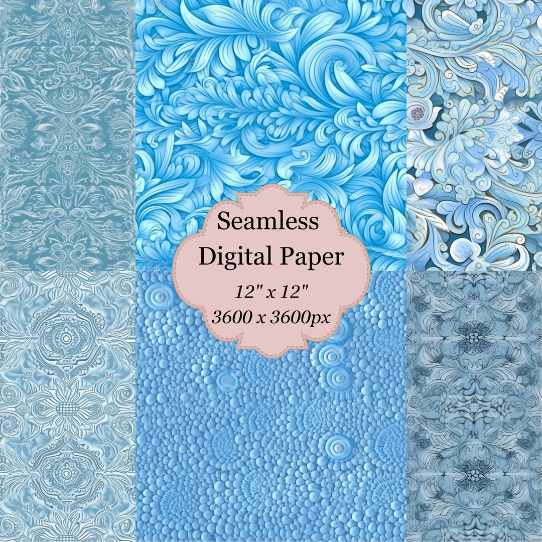 6 Seamless Digital Paper Blue Seamless Patterns Baby Blue Scrapbook ...