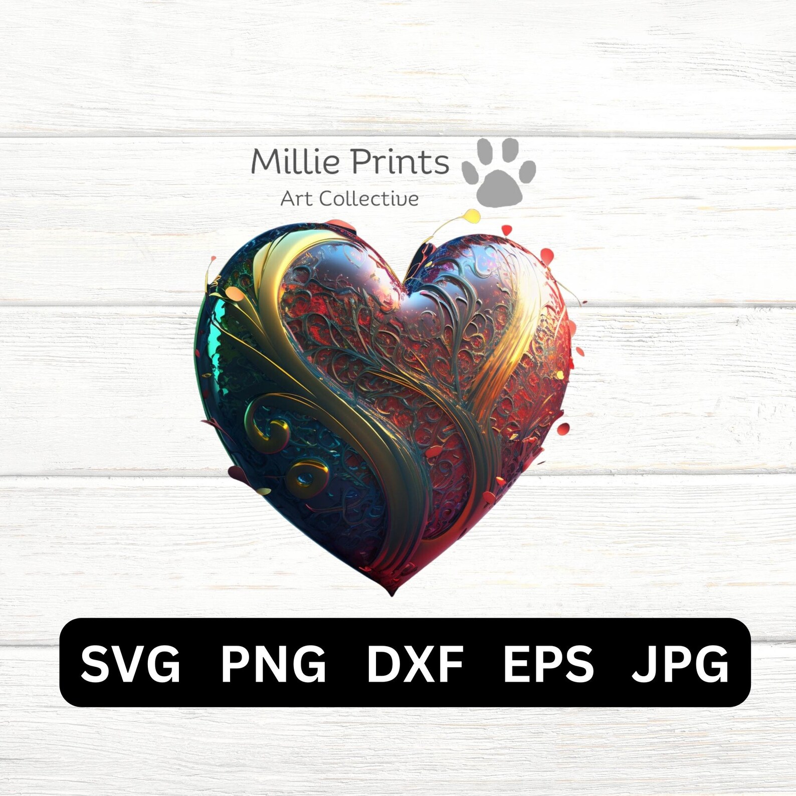 Heart Instant Digital Download | SVG Png Dxf Eps Jpg Files | Heart ...