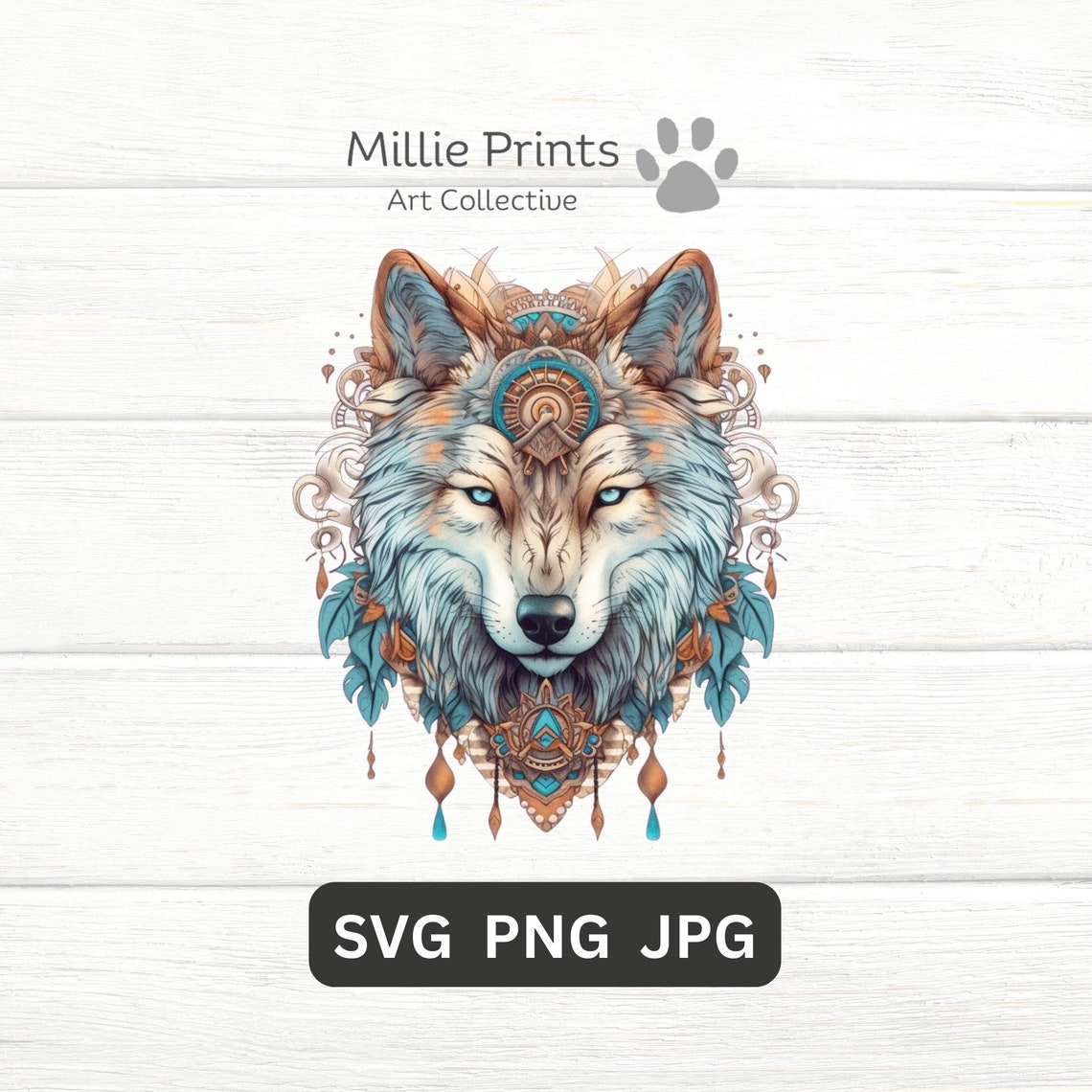 Mothers Gift Boho Wolf SVG PNG Clipart Wolf Cut File for Cricut Png ...