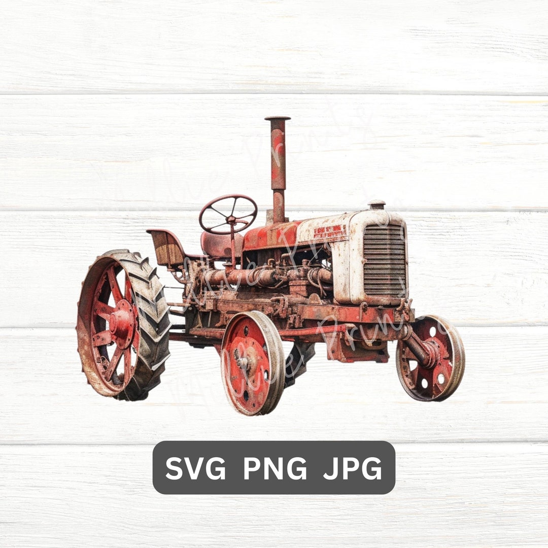 Old Farm Tractor Clip Art SVG PNG Tractor Clipart Farm SVG Cut File for ...