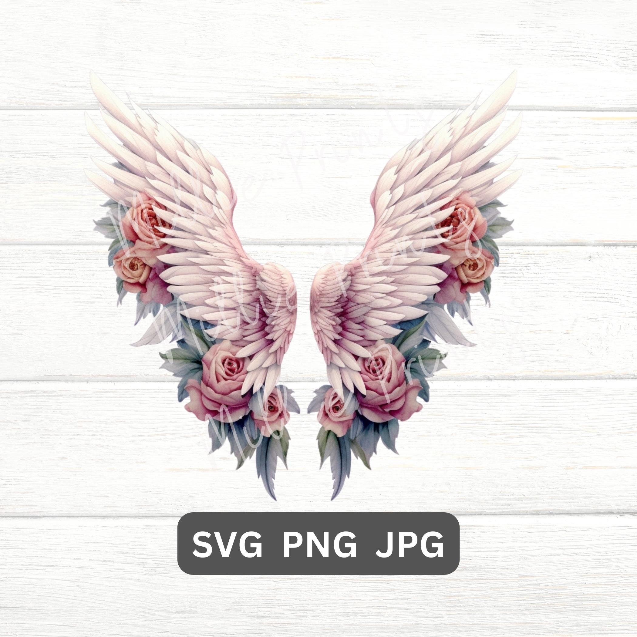Wings Floral Angel SVG PNG Wings Clip Art Svg Motivational Svg Cut File ...