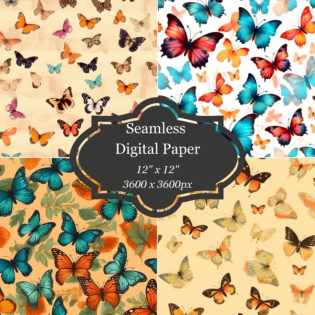 Seamless Digital Paper Butterfly Seamless Patterns Butterfly Scrapbook ...
