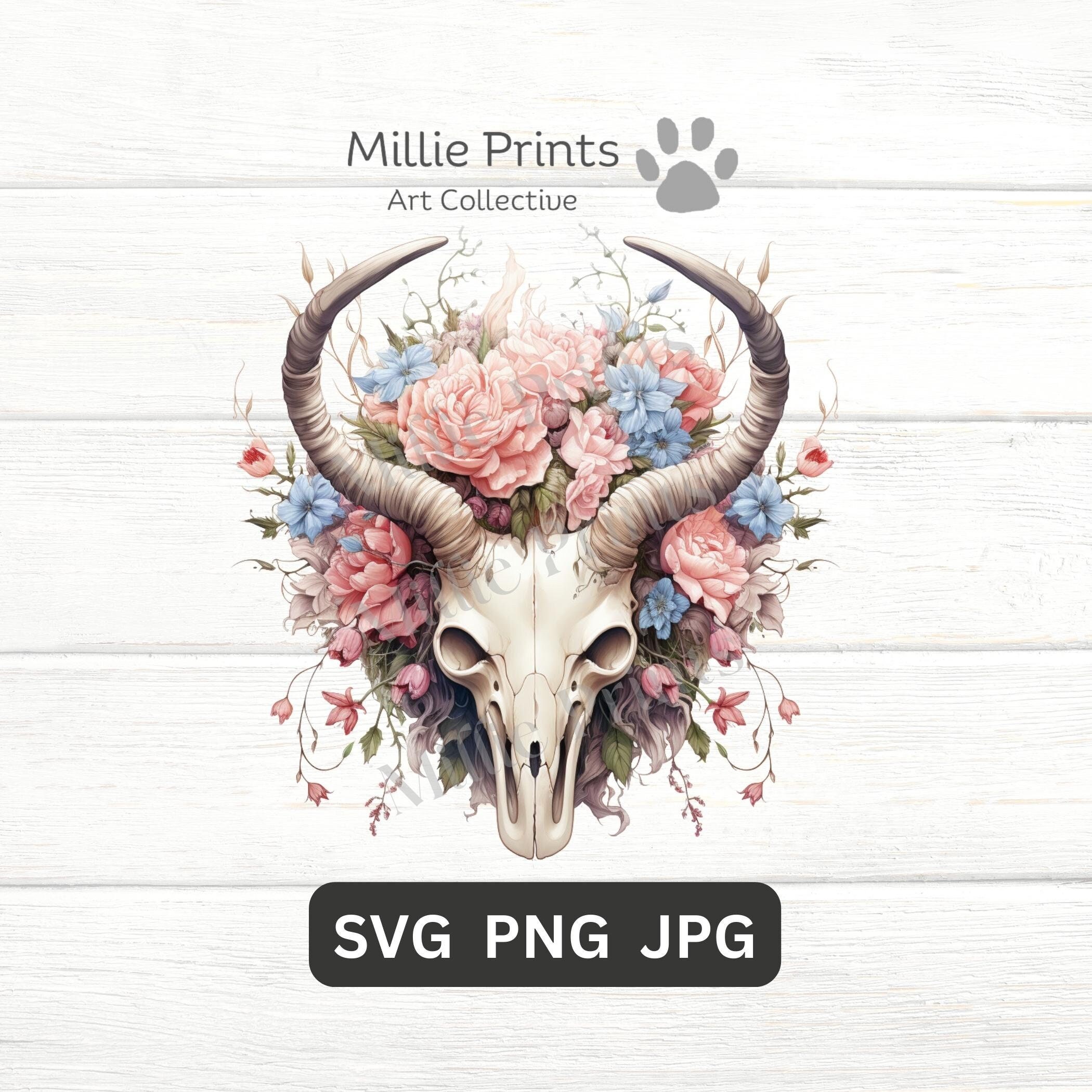 Horn Floral SVG PNG Clip Art Cricut Designs Files Images - Etsy