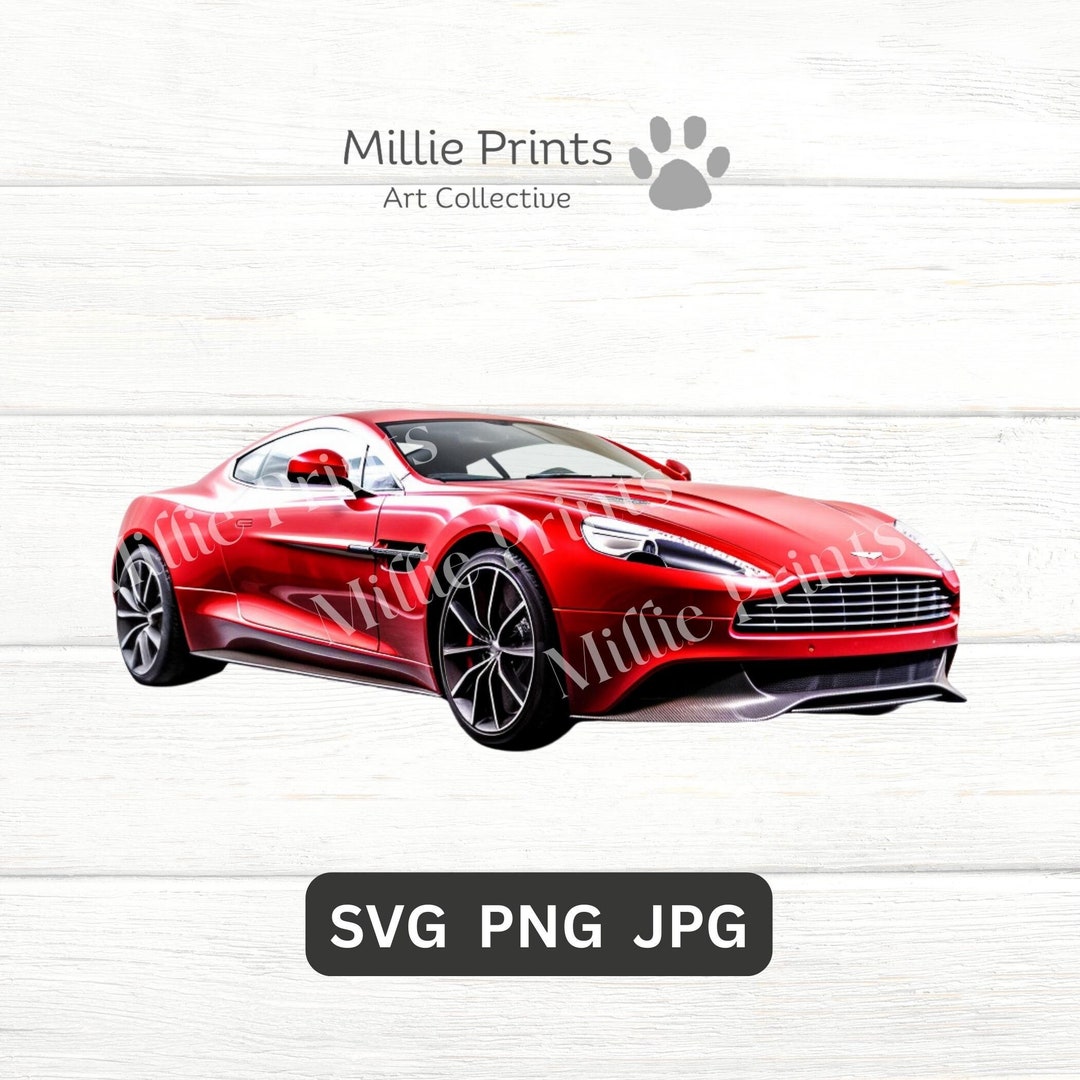 Fathers Day Gift Aston Martin Clipart SVG PNG Red Car Wall Art Sports ...