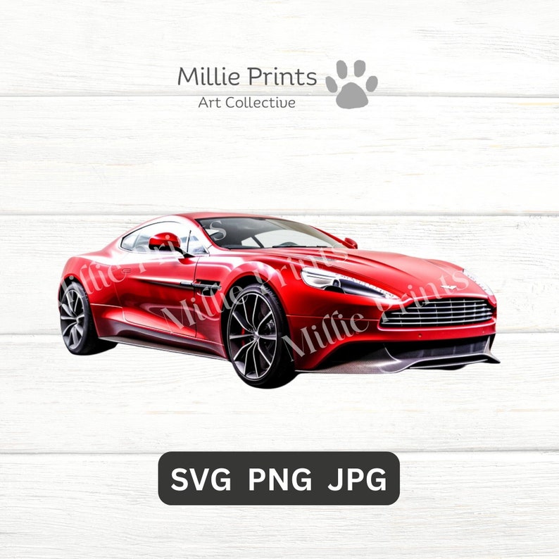 Fathers Day Gift Aston Martin Clipart SVG PNG Red Car Wall Art Sports ...