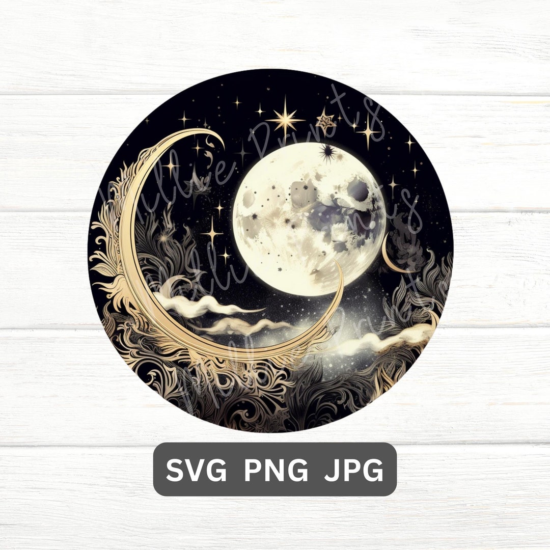 Moon Clip Art SVG PNG Moon Cut File Moon Clipart Image Files Moon Svg ...