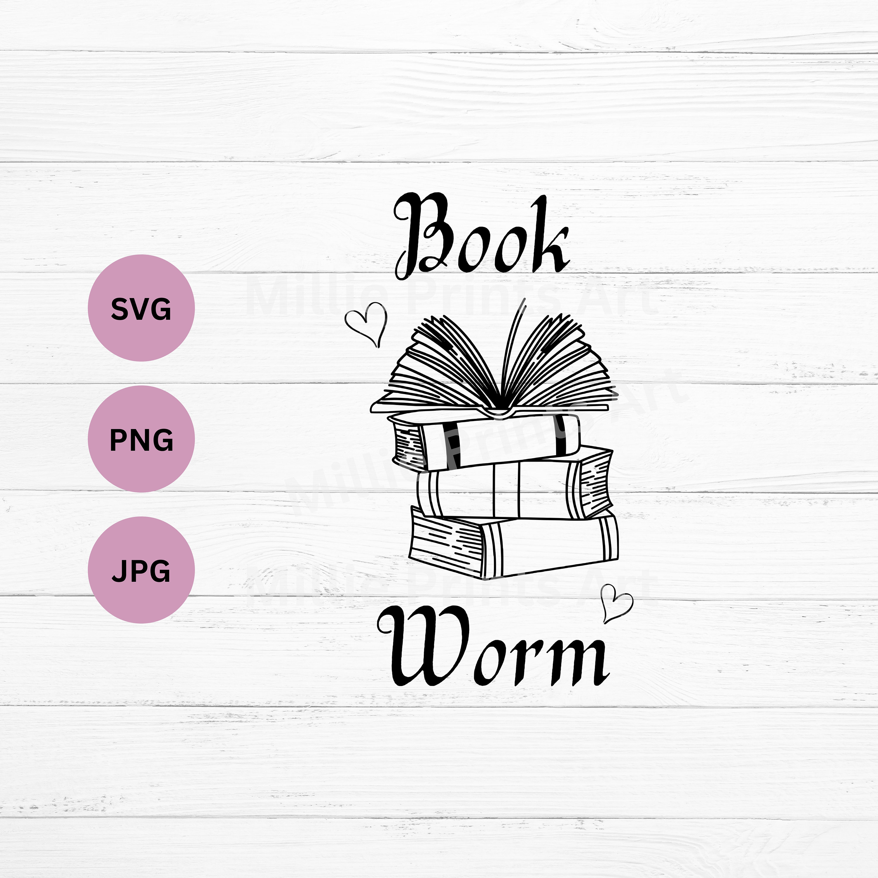 Book Worm SVG PNG JPG Clipart Book Worm Cute Craft Gift Her Books Quote ...