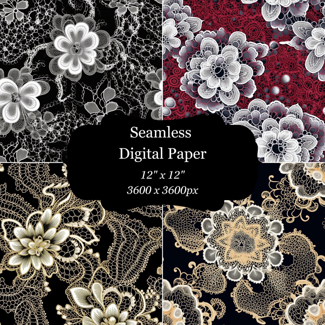 Seamless Lace Digital Paper Lace Seamless Patterns Lace Scrapbook Pages ...
