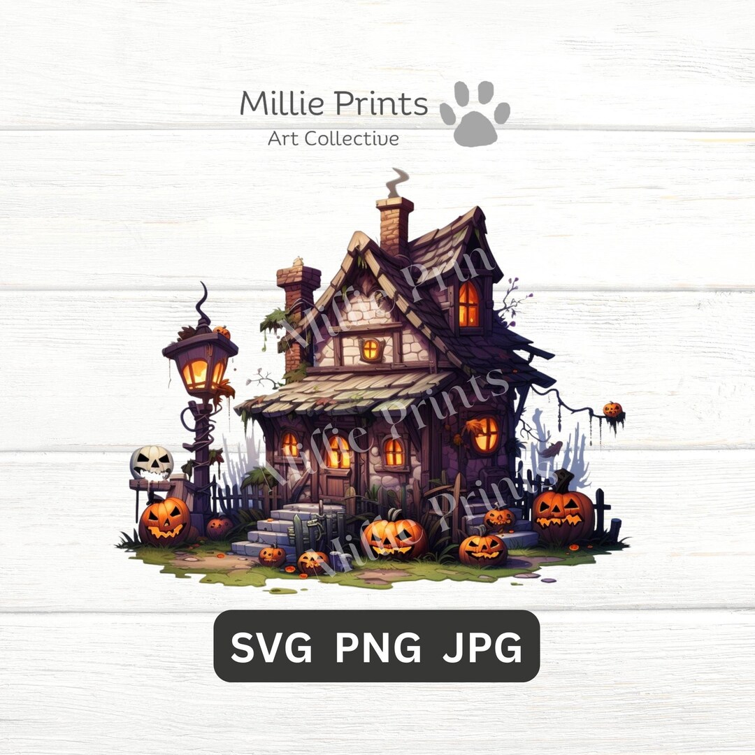 Halloween Clipart SVG PNG Spooky Wall Art Clip Art Instant Download ...