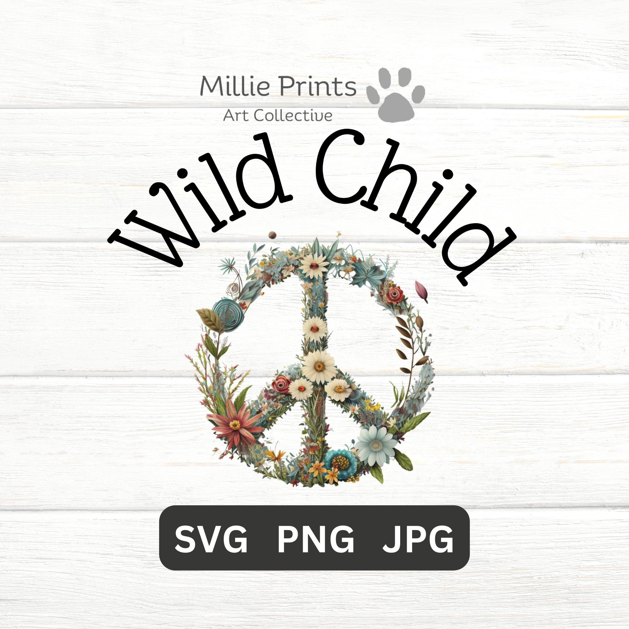 Wild Child SVG PNG JPG Wild Child Peace Sign Svg Cut File - Etsy