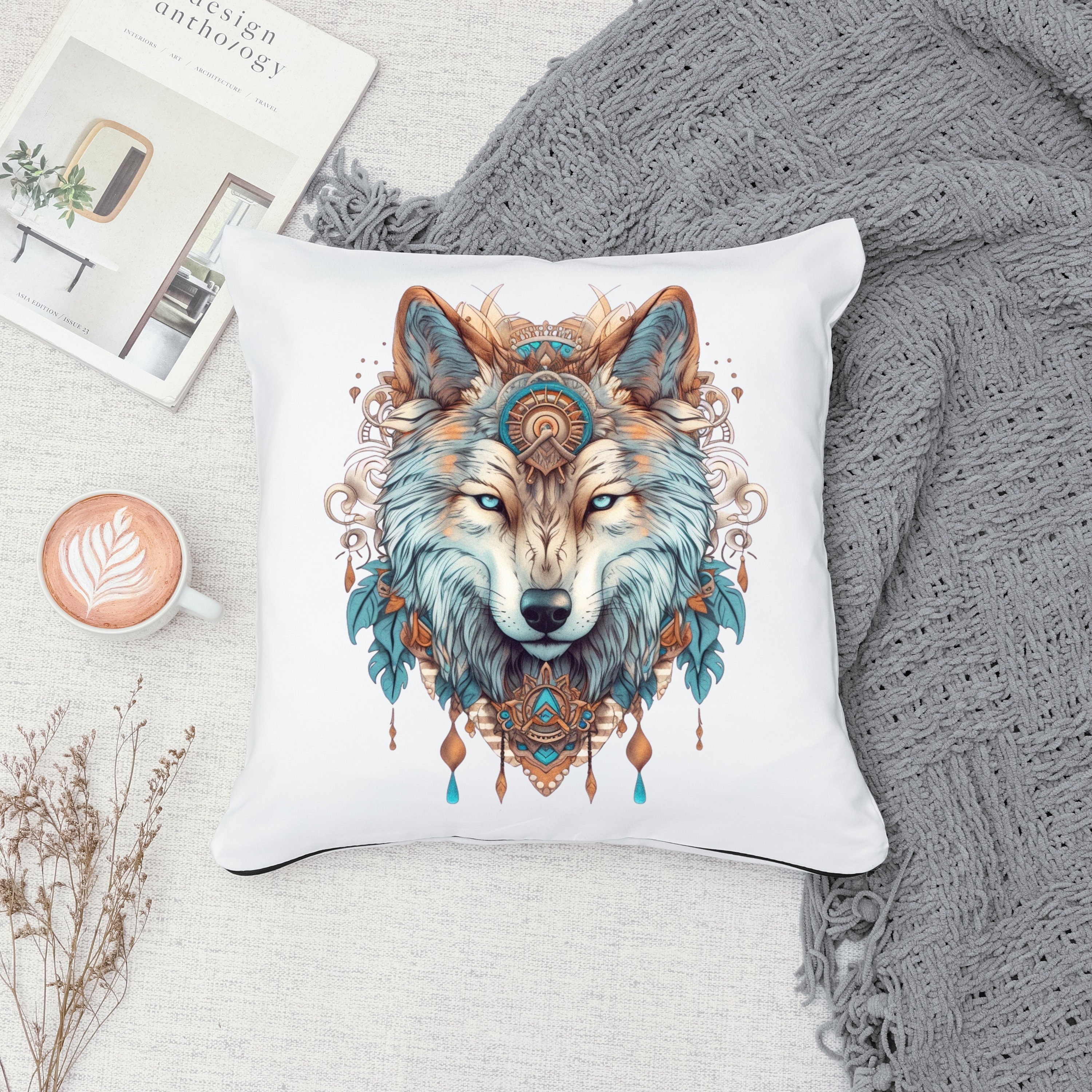 Mothers Gift Boho Wolf SVG PNG Clipart Wolf Cut File for Cricut Png ...