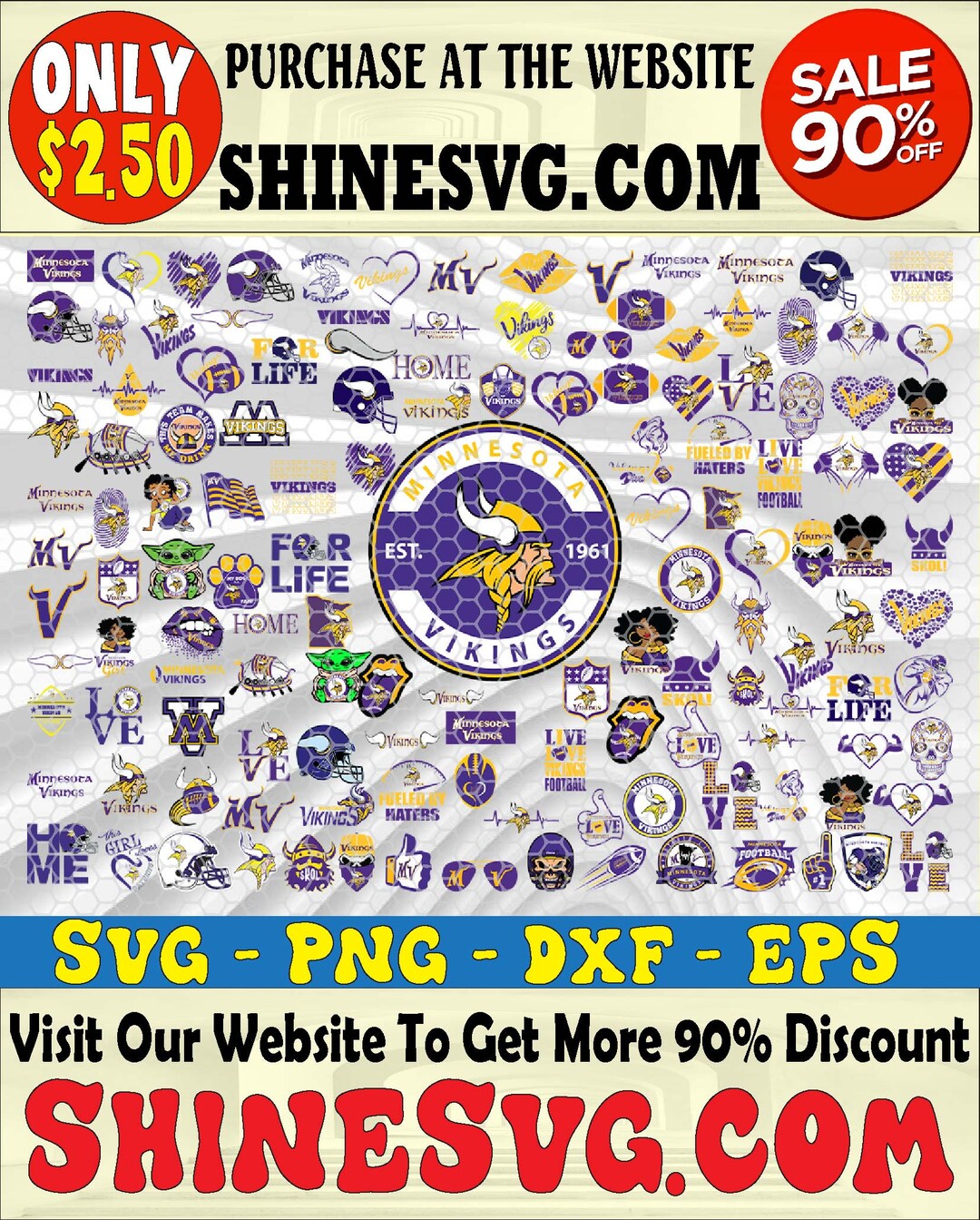 135 Minnesota-vik-ings Svg Bundle Sport Bundle Football - Etsy
