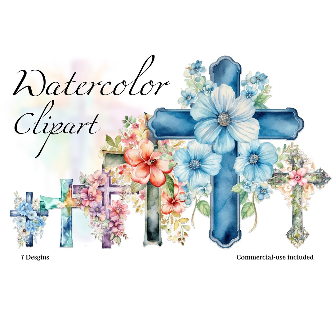 Ornate Cross Clipart Set for Easter Sunday Christian-themed Supplies ...
