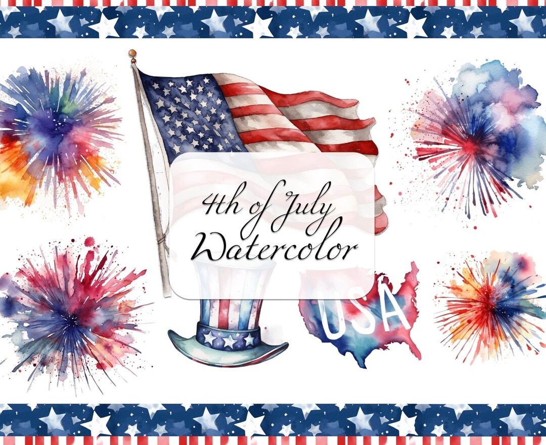 4th of July Clipart Watercolor for 4th of July Celebrations - Etsy