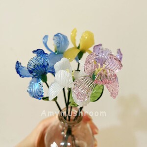 Glass Feb Birth Flower, Glass Iris in Purple/blue/white/pink Yellow ...