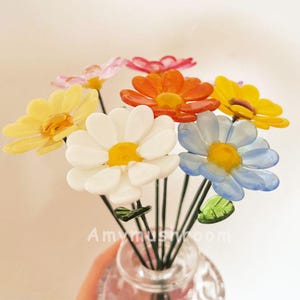 Glass Aster, Gerbera, Daisy, Chrysanthemum, Boho Glass Flower With Stem ...