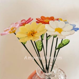 Glass Aster, Gerbera, Daisy, Chrysanthemum, Boho Glass Flower With Stem ...