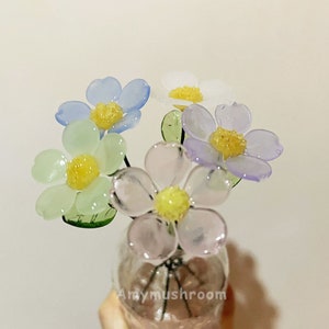 Boho Peach Blossom Glass Figurine, Cute Peach Flower Statue, Pink ...