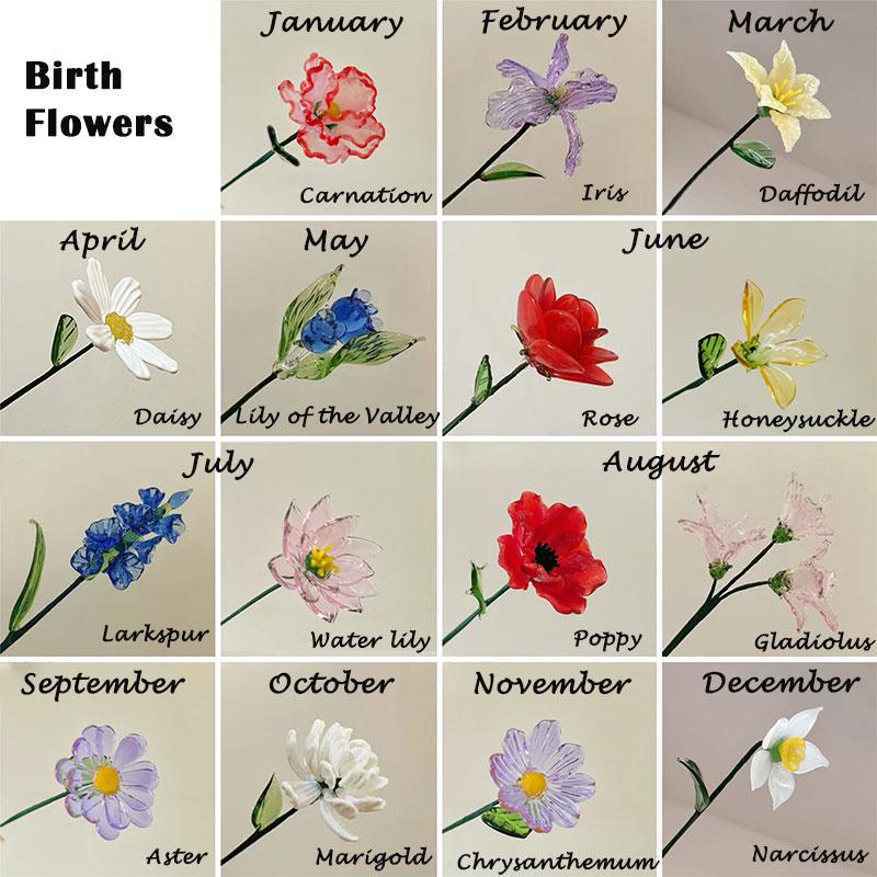 Handmade Glass Birth Flower Sculpture: Colorful Boho Decor - Etsy