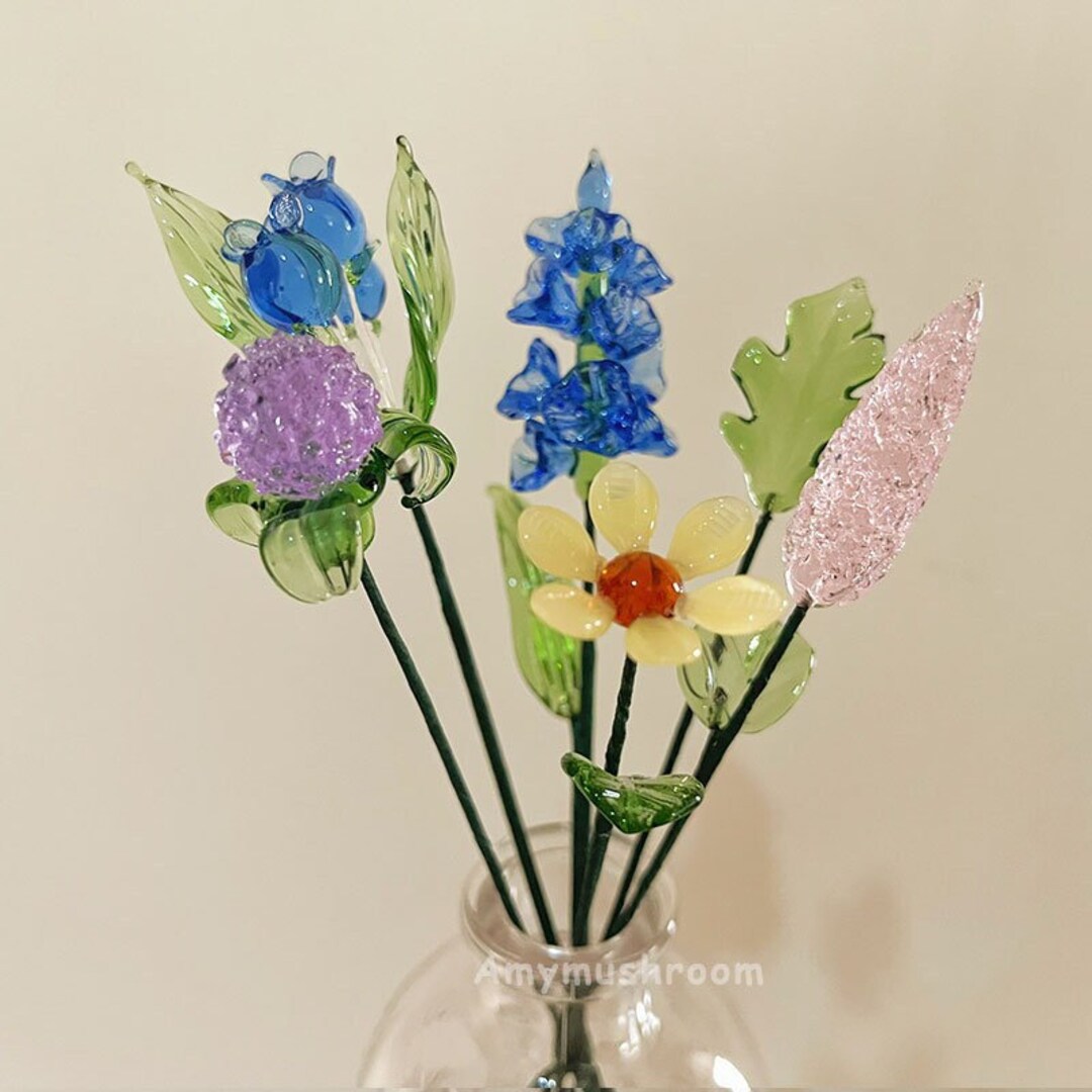 Handmade Glass Flower Figurine: Custom Lily, Daisy, Lavender - Etsy