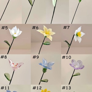 Various Blue Glass Flower Figurine, Lily of the Valley/tulips/narcissus ...