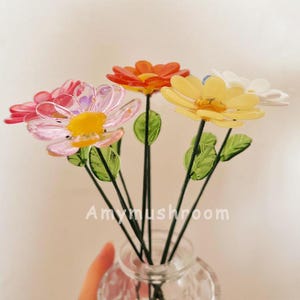 Glass Aster, Gerbera, Daisy, Chrysanthemum, Boho Glass Flower With Stem ...