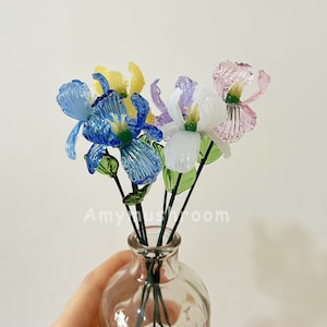 Glass Feb Birth Flower, Glass Iris in Purple/blue/white/pink Yellow ...