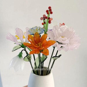Glass Birth Flower (jan to Dec), Glass Carnation, Iris, Daffodil,daisy ...